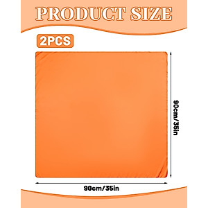 2pcs Orange Large Square Scarf Halloween Costume Head Scarf Neck Scarf Skinny Scarf Headscarf for Men Women, 35 x 35 Inch