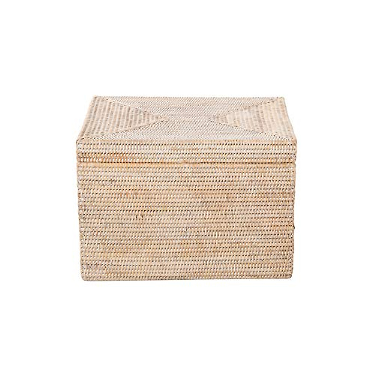 Kouboo La Jolla Rattan Box Basket, White-wash