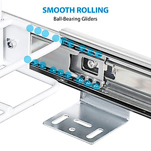 SUPER DEAL Single 35 Quart Kitchen Cabinet Pull-Out Trash Can Waste Bin Container with Rear Storage and Chrome-Plated Wire Bottom Mount Under Sink Garbage Recycling Bins, 29 Liter Capacity Black