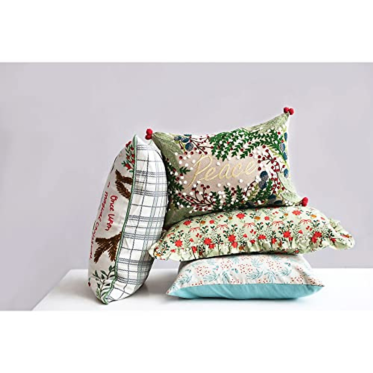 Creative Co-Op Cotton Printed Lumbar Pillow with Floral Pattern and Ruffle, Multicolor