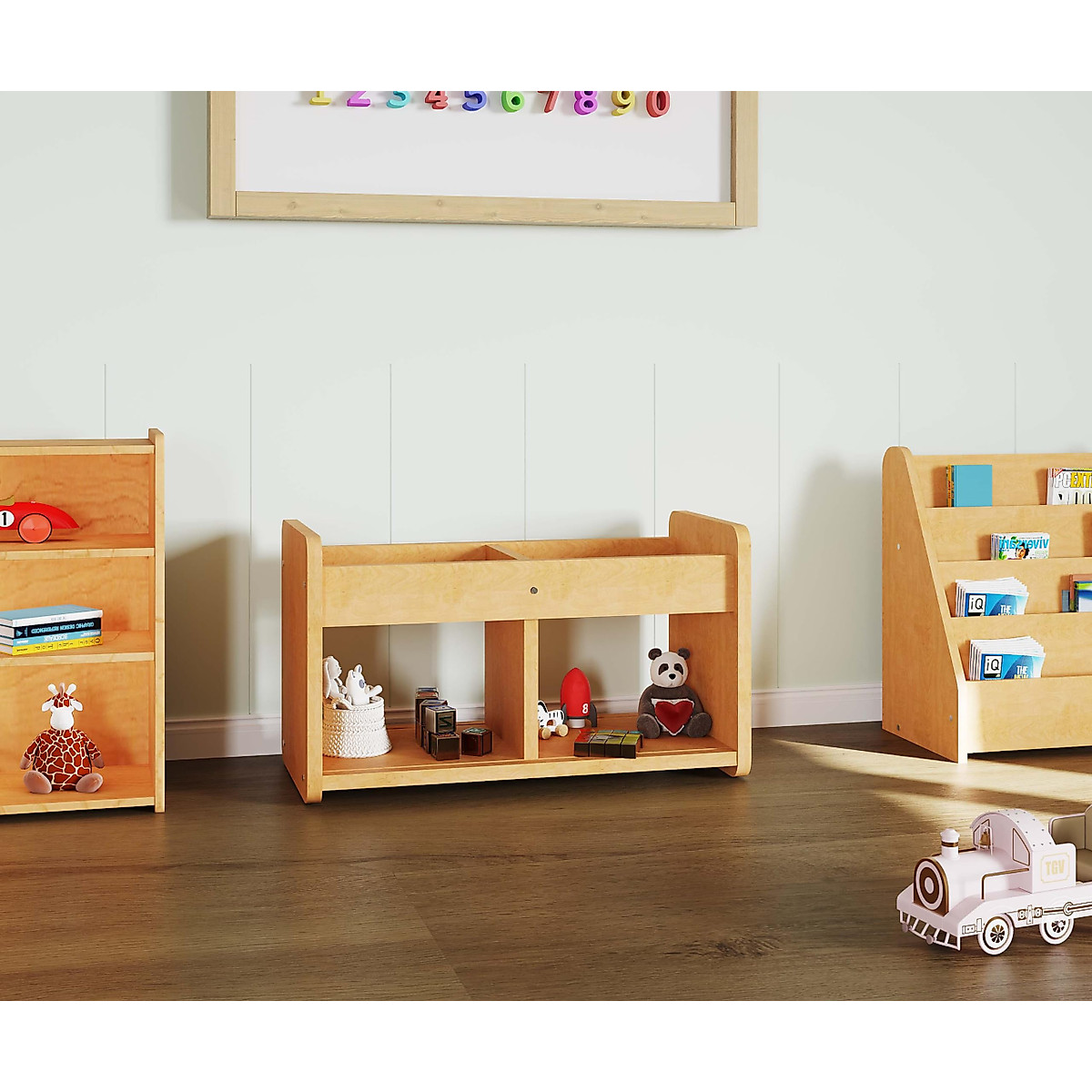 Tot Mate Kid's Book & Toy Storage Organizer, Wooden Cabinet Shelves, Cubby, Toy Shelf, Children's Bookcase for Playroom, Preschool or Classroom, Maple, 24" W x 14" H, Ready-to-Assemble