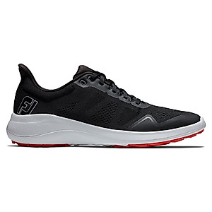 FootJoy Men's FJ Flex Golf Shoe, Black/White/Red, 12