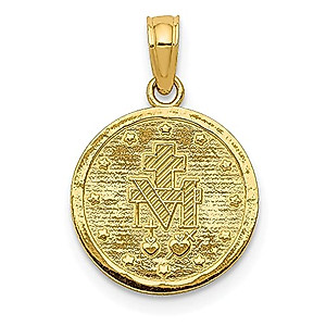 IceCarats 14K Yellow Gold Our Lady of Miraculous Medal Blessed Virgin Mary Necklace Charm Pendant 20mm x 13mm Only