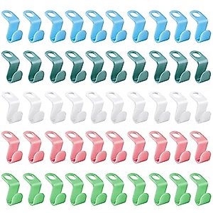 100 PCS Hanger Connector Hooks, Hangers Space Saving, Hanger Hooks, Hanger Clips for Plastic Hangers(5 Color)