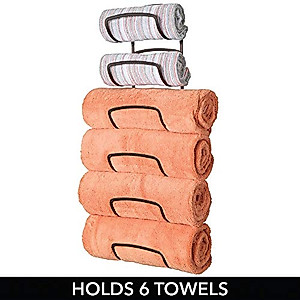 mDesign Modern Decorative Metal Wine Bottle Storage Organizer Rack Holder - 6 Level Design - Wall Mount - Bronze