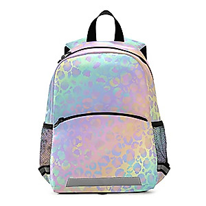 Kids Backpack for boys Toddler Bags Rainbow Leopard Rose Gold Cheetah Children Preschool Kindergarten Small 3-7 Years Old Chest Strap