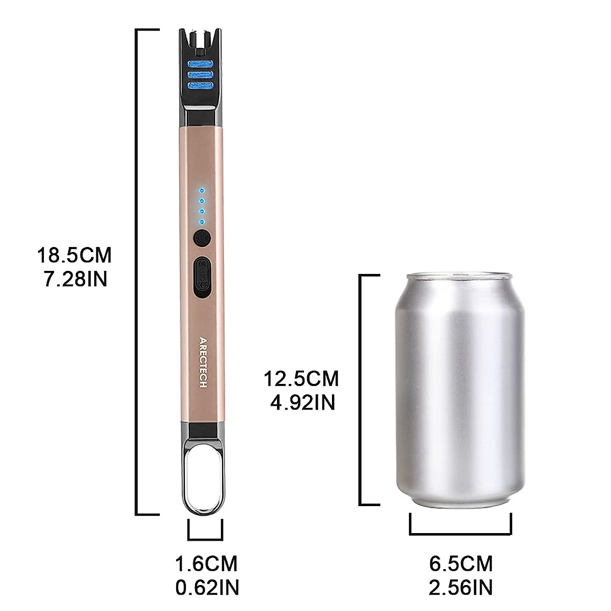 ARECTECH Electric Candle Lighter Rechargeable USB Long Gill Lighter for Candle Cooking Camping BBQs Fireworks Champagne Gold