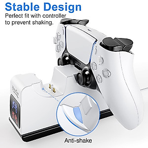PS5 Controller Charging Station with Fast Charging AC Adapter, HEYSTOP Safety PS5 Controller Charger, Dualsense Charging Station for Playstation 5 with Intelligent Chip Protection