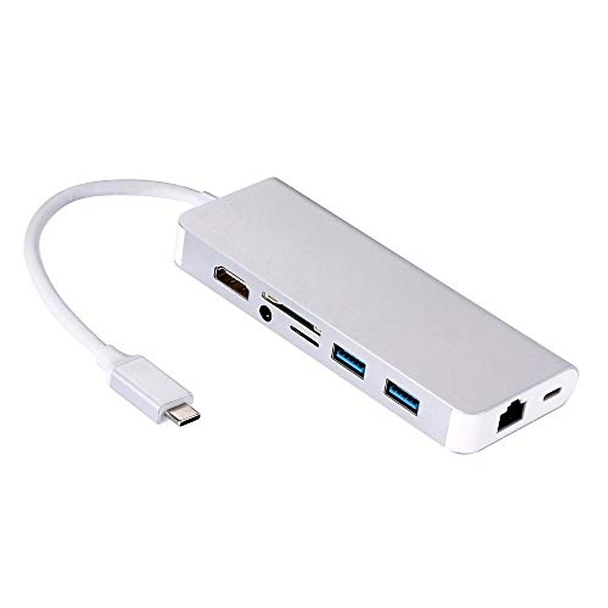 Leya-US Spare Part Type-c Turn hdmi Gigabit Network Card Multi-Function Converter HDMI+RJ45+PD+Audio+USB3.02+SD+TF Eight-in-one Expansion Dock Multi-Function HUB (Color : Silver Gray)