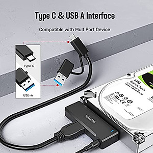 Unitek SATA to USB 3.0 Type C & USB A, SATA III Cable Hard Drive Adapter Converter for Universal 2.5/3.5 SATA HDD/SSD Hard Drive Disk, Optical Drive, Include 12V/2A Power Adapter