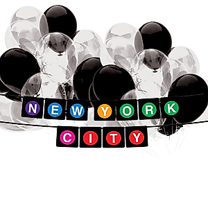 Beistle 53650 Hanging Banners 2 Piece New York City Party Decorations, 5" x 6', Black/Purple/Blue/Yellow/Green/Pink/Red