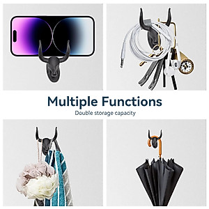 Heavy Duty Towel Hooks, 2 Packs Cow Head Wall Hooks Decorative Wall Hooks Towel Hooks for Bathroom Wall Mounted Clothes Hanger Coat Hook Rustic Bathroom Decor