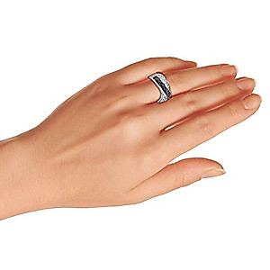 Bling Jewelry Two Tone Black And White Pave Cubic Zirconia CZ Criss-Cross X Band Ring For Women For Girlfriend .925 Sterling Silver