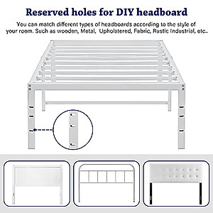 LUSIMO 14 Inch Twin Bed Frame with Storage Heavy Duty Tall Metal Platform Bed Frame with Steel Slats No Box Spring Needed Noise Free Anti Slip White