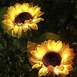 Garden Solar Lights Outdoor Decorative Sunflower Decor Solar Pathway Lights Outdoor LED Solar Garden Lights Waterproof Solar Landscape Lights for Lawn Patio Yard Garde (2)