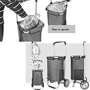 Shopping Trolley on Wheels Multi Function Shopping Cart Folding Portable Climbing Stair Trolley Trailer,Insulation Trolley Frame Drawstring Sealing Storage Hand Trucks,
