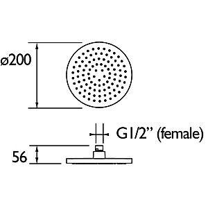 Bristan FHC ABRD01 C 200mm ABS Round Fixed Head - Chrome Plated