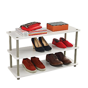 ClosetMaid 3-Tier Shelf Organizer Unit for Shoes, Accessories, Hats, Purses, Bags, in Entryway or Closet, Wood Shelves with Metal Frame, White