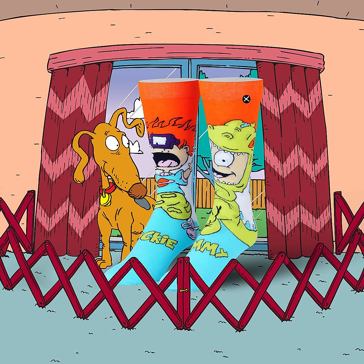 Odd Sox, Nickelodeon Rugrats Crew Socks, Tommy & Chuckie Reptar, Novelty Prints