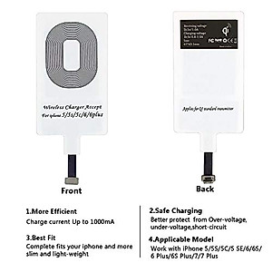 ANGELIOX Wireless Charger, Wireless Charging Compatible iPhone 7/7 Plus / 6/6 Plus / 6s / 5Se / 5s / 5c / 5 and All Qi-Enabled Phones (Qi Receiver Included)