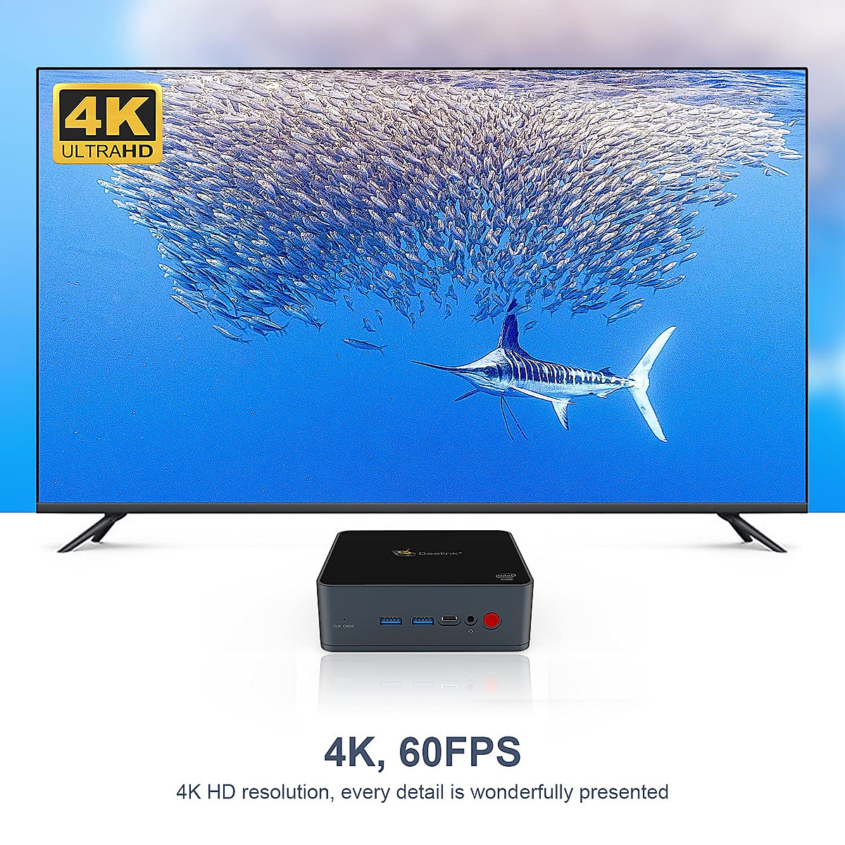 Beelink Mini Pc GK55 8GB DDR4 256GB SSD Intel J4125(4C/4T 4MB Cache Up to 2.7GHz), Mini Computer Supports 4K Dual HDMI Output / 2.4G+5G WiFi/ BT4.0/2.5" HDD Extension/Dual Gigabit Ethernet