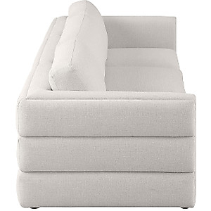 Meridian Furniture Beckham Collection Modern | Contemporary Linen Textured Polyester Modular Sofa, 114" Wide, Beige