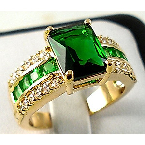 khamchanot Fashion Women 14K Yellow Gold Filled Emerald Ring Wedding Bridal Jewelry Sz 6-10 (7)