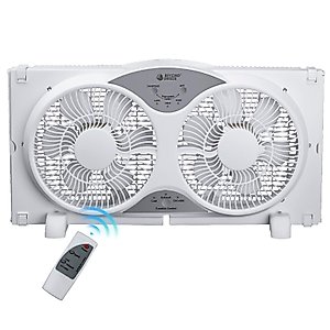 BEYOND BREEZE 9" Blades Twin Window Fan, 3-Speed 3-Function Expandable Dual Window Fan with Reversible Airflow Blades and Remote Control for Kitchen, Home, Bathroom, Width Adjustable
