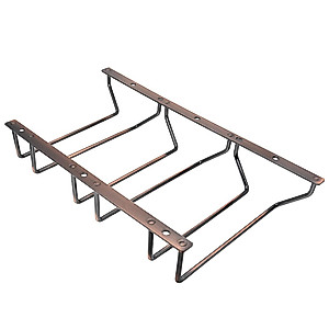 zoohot 18cm Wine Glass Rack - Under Cabinet Stemware Wine Glass Holder Glasses Storage Hanger Metal Organizer for Bar Kitchen, Copper Finish (3 Rows, 1 Pack)