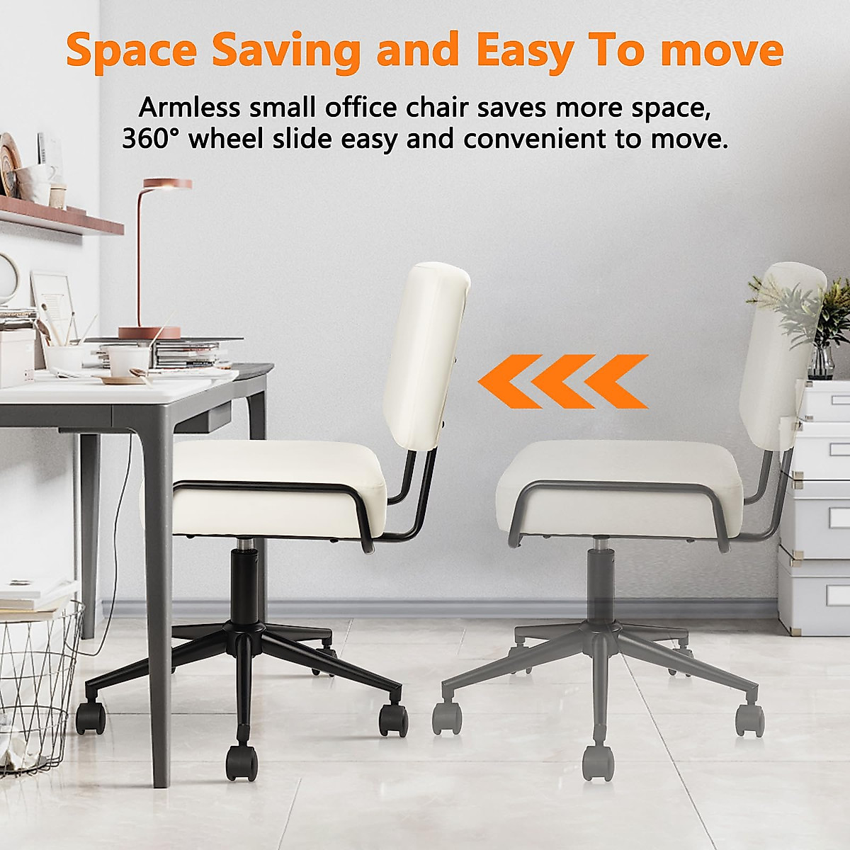 KLASIKA Ergonomic Office Chair with Padded Armrests and Lumbar Support, Faux Leather Desk Chairs fith Wheels, Comfortable Executive Office Chair for Home and Office, Black