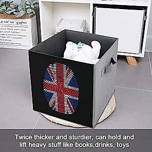 UK Finger Print Large Cubes Storage Bins Collapsible Canvas Storage Box Closet Organizers for Shelves