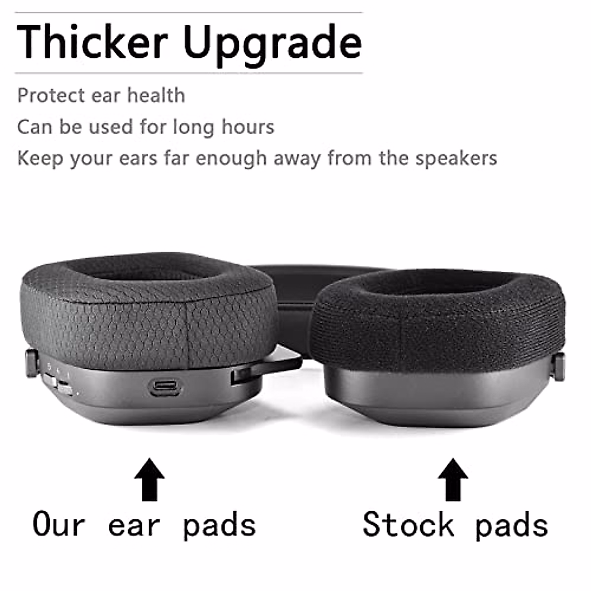 HS80 RGB Thicker Upgrade Quality Earpads - Replacement Ear Cushion Cup Compatible with Corsair HS80 RGB Wireless Headphone, High-Density Noise Cancelling Foam，Added Thicknes (Black Fabric)