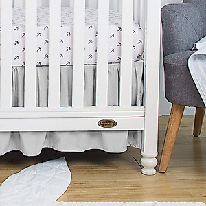 Ligth Grey Crib Skirt Dust Ruffle, 100% Natural Cotton-Nursery Crib-Toddler Bedding Skirt for Baby Girls or Boys, 14" Drop