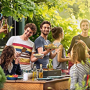 Indoor Smokeless Grill, Techwood 1500W Electric BBQ Grill with Temperature Control, Korean Grill Removable Grill & Griddle Plates, Tempered Glass Lid