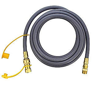BISupply Natural Gas Grill Hose, 12ft - Flexible Gas Line Quick Connect Gas Hose 3/8in Female Flare to 3/8in Male Flare