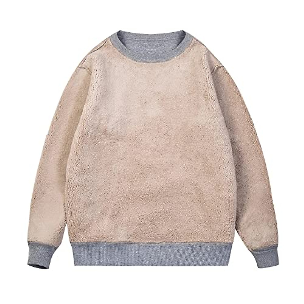 MAGCOMSEN Mens Winter Coats Crewneck Sherpa Sweatshirt Warm Thick Sweatshirts Work Tops Fleece Liner Sweatshirts Active Casual Sweatshirts Athletic Pullover Wine Red