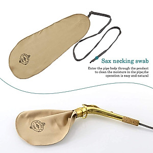 Saxophone Sax Cleaning and Maintenance Cleaner Care Kit with Key Oil, Cork Grease, Swab, Cleaning Cloth, Thumb Rest, Mouthpiece Brush, and More in Khaki