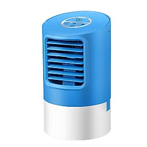 VOSAREA Portable Air Conditioner Fan, Mini Space Cooler, Small Desktop Fan Personal Table Fan Compact Ice Air Cooler with US Plug (Blue)