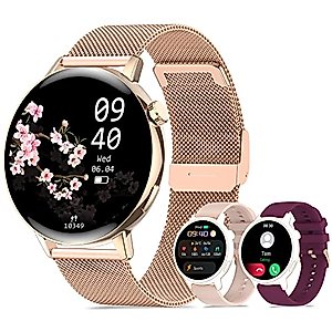 Iaret Smart Watch for Women, Dial Answer Calls Smartwatch for Android iOS Phones Waterproof Activity Fitness Tracker with 1.32" Full Touch Screen 20 Sports Modes Pedometer Heart Rate Sleep Monitor