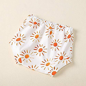 Toddler Girl Clothes Ribbed Bow Halter Crop Top Cute Tank Tops Rainbow Bloomers Shorts Baby Girl Summer Outfit (Brown-Sun, 12-18 Months)