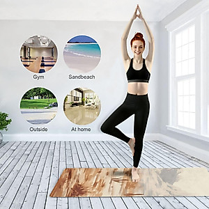 GOODOLD Vintage Western Cowboy Yoga Mat, 71 x 26 Inch Non-slip Yoga Mats Folding Travel Exercise Mat Indoor Outdoor Gym Pilates with Storage Bag for Women Men