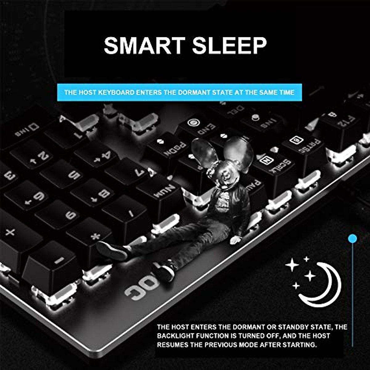 NBSXR -Manipulator keyboard with full keys without punching, metal panel, high-low key layout, 104-key dustproof USB interface, rainbow gaming keyboard,Green