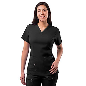 Adar Pro Scrubs for Women - Elevated V-Neck Scrub Top - P4212 - Black - M