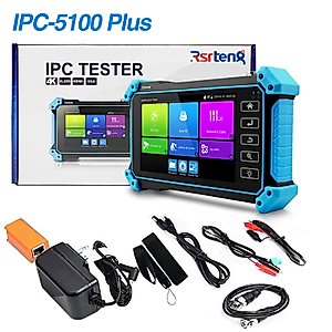Rsrteng IP Camera Tester, IPC-5100 Plus 8MP AHD CVI TVI CVBS IP Camera Test 4K HD Display Video Monitor 5inch IPS Touch Screen IPC Tester Support POE PTZ W-i-F-i RS485 HDMI & VGA Input DC12V Output