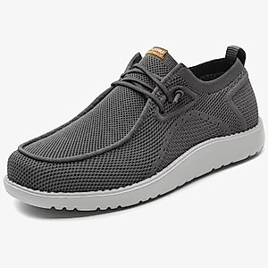 1TAZERO Wide Shoes for Men - Slip on Shoes for Men with Arch Support Diabetic Loafers for Big and Tall Diabetes Bunions Swollen Feet Plantar Fasciitis (Dark Grey 9.5)