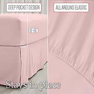 lalaLOOM Twin Bed Sheet Set, Soft Microfiber Hotel Luxury Bedding, Extra Deep Pocket, 3 Piece Sheets and Pillowcase Sets, Breathable Wrinkle, Fade Resistant Easy Care Machine Washable Linen Light Pink