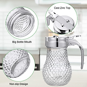 4 Pack Syrup Dispensers Glass Honey Jar Bottle Maple Sugar Dispenser 6 oz Retracting Spout Syrup Containers Pitcher For Milk Coffee Home Restaurant Kitchen Bar Oil Condiment (Rhombus Style)