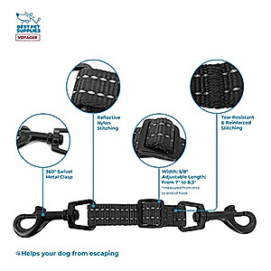 Best Pet Supplies Voyager Dog Collar Safety Clip with Dual Clasps, Collars and No Pull Harness Connectors, Training for Walking, Running, and Hiking, Safety Clip - Black
