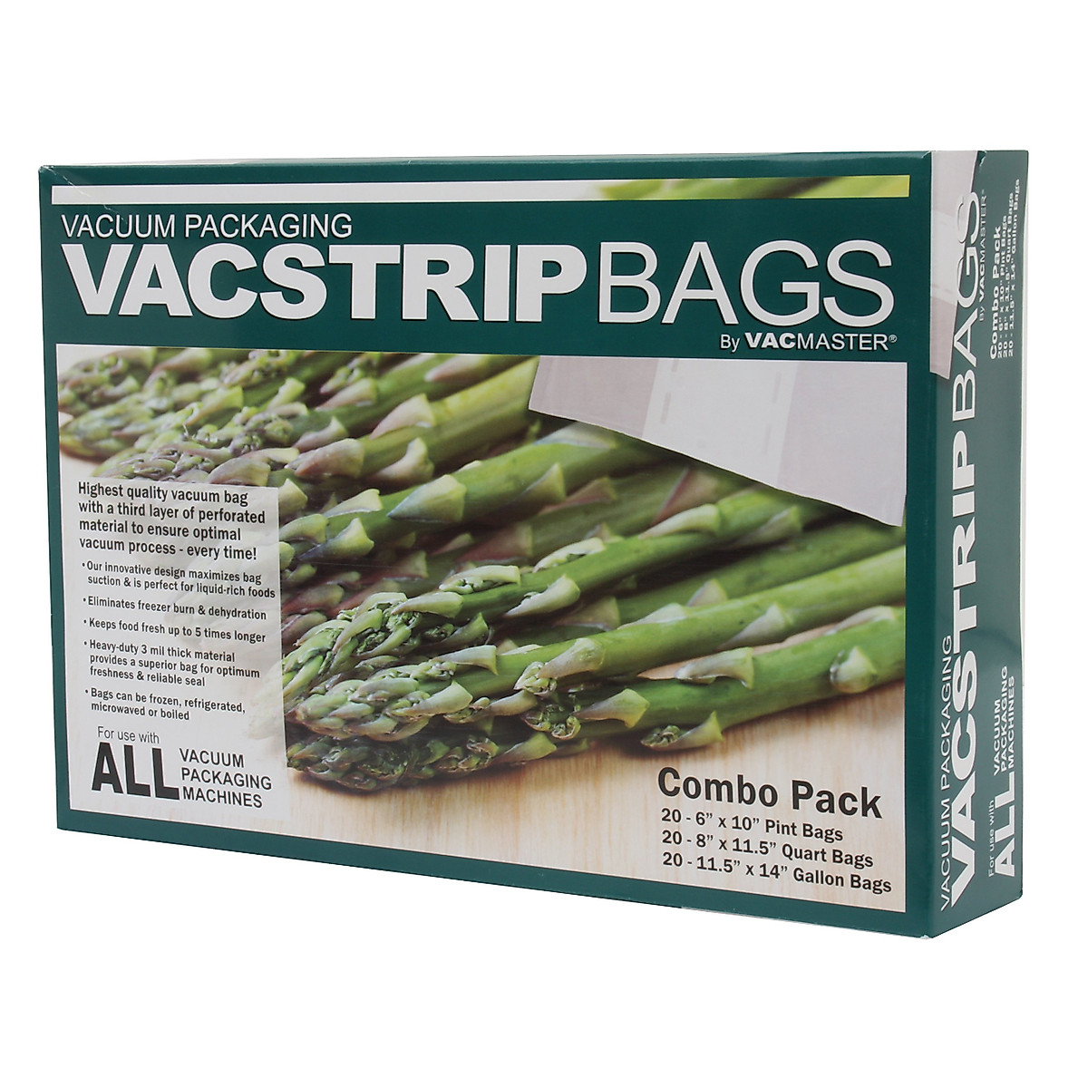 VacMaster VacStrip Vacuum Packaging Bag Combo Pack, 60 Count