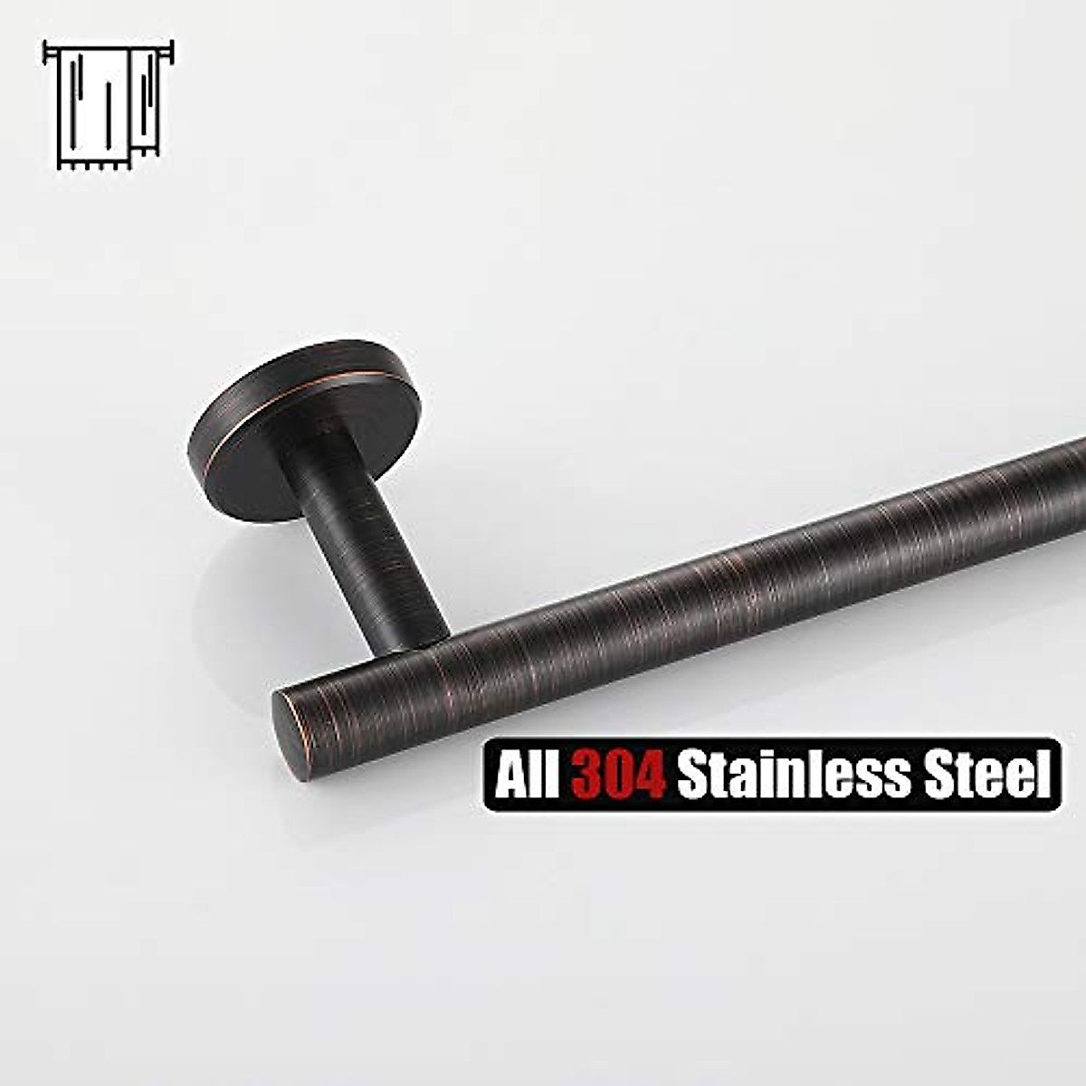 JQK Hand Towel Holder Towel Ring Oil Rubbed Bronze, Thicken 8mm 304 Stainless Steel Bathroom Hand Towel Bar, 12 Inch Wall Mount Towel Rack Hanger, ORB, THH110L12-ORB